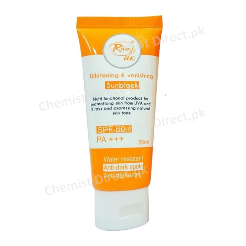 Rivaj Uk Sun Block SPF 60 - 50ml – ChemistDirect.pk